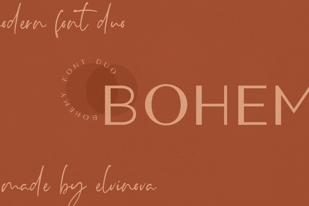 Bohemy Font Duo, Modern Boho Font, Handwritten Cursive Font, Bohemian ...