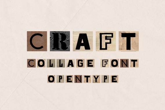 Collage Font Newspaper Cut Out Font Craft Opentype Bitmap | Etsy