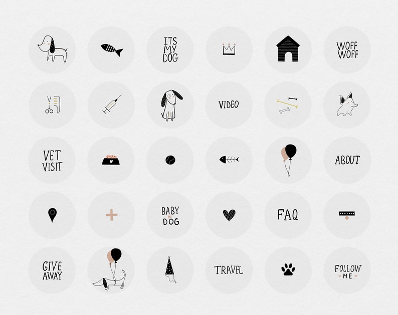 Dog Instagram Story Highlights Icons, Black Pet Highlight Covers for ...