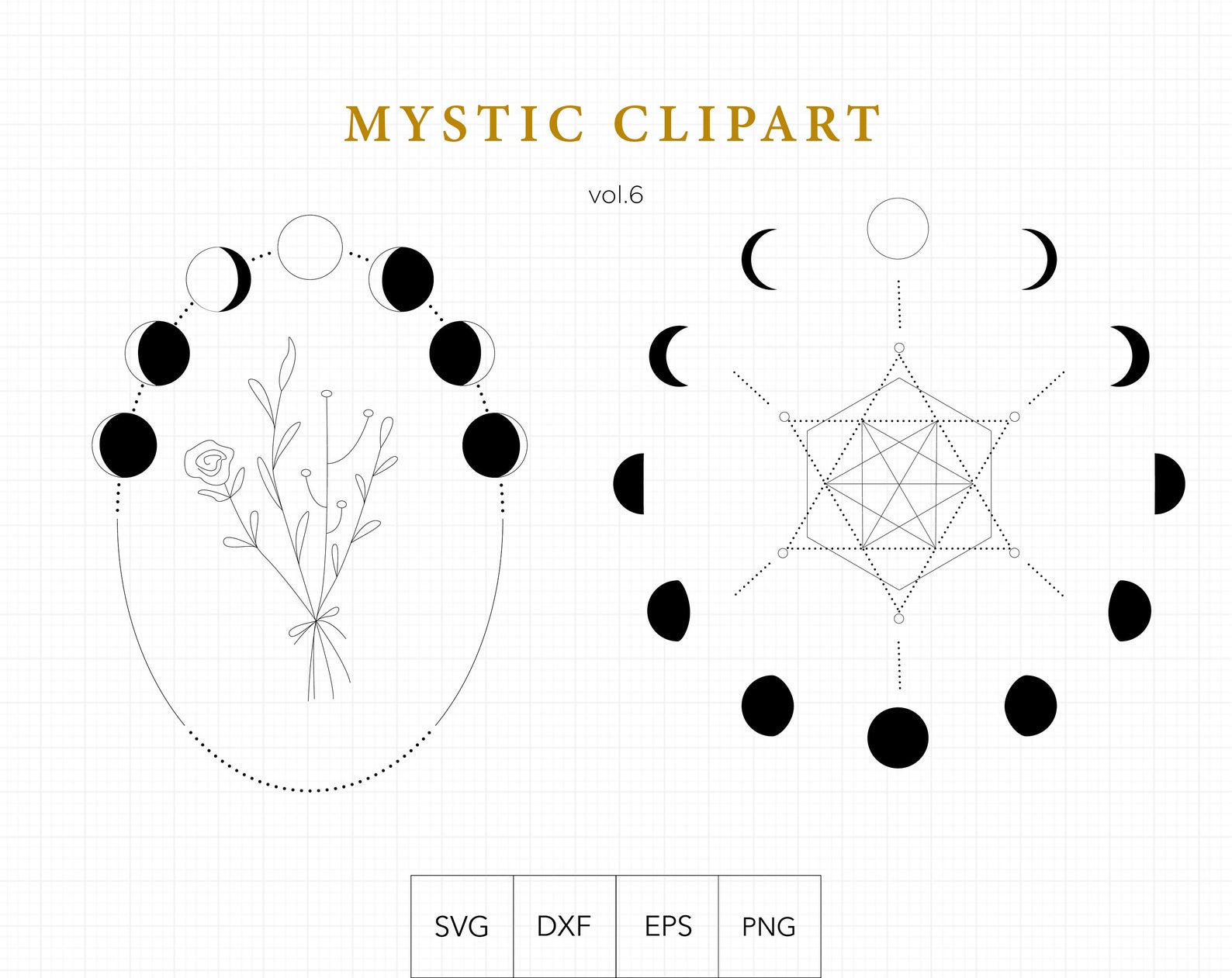 Moon Phases Clipart Half Moon Clipart Svg Phases of the Moon - Etsy