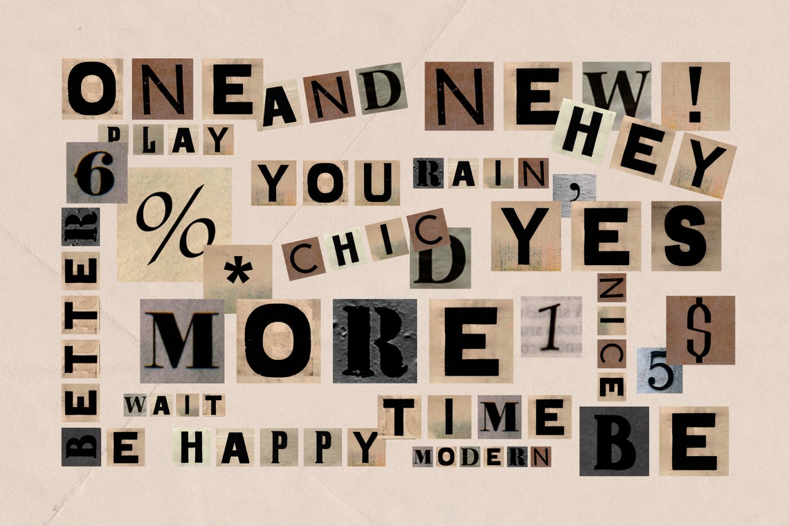 Collage Font Newspaper Cut Out Font Craft Opentype Bitmap - Etsy