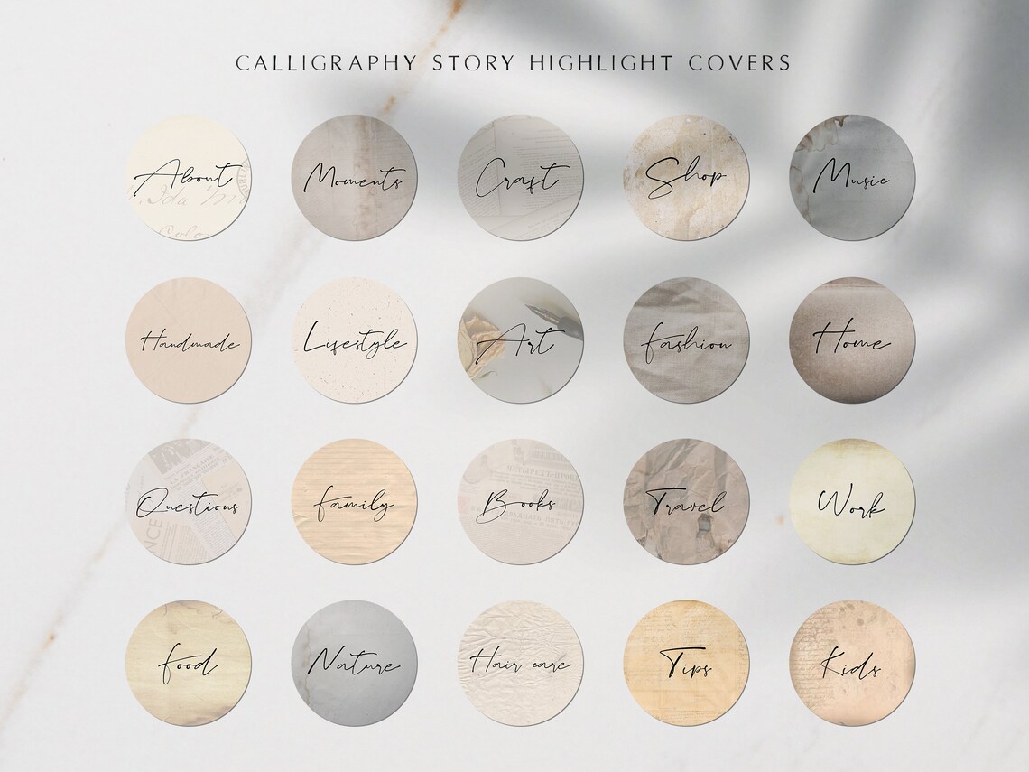 Calligraphy Instagram Highlight Icons Texture Instagram Story - Etsy