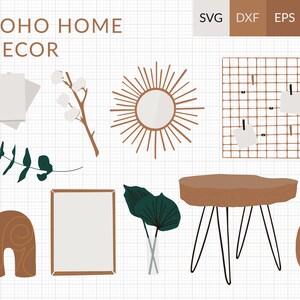 Boho Home Decor Clipart Modern Interior Furniture Clip Art - Etsy