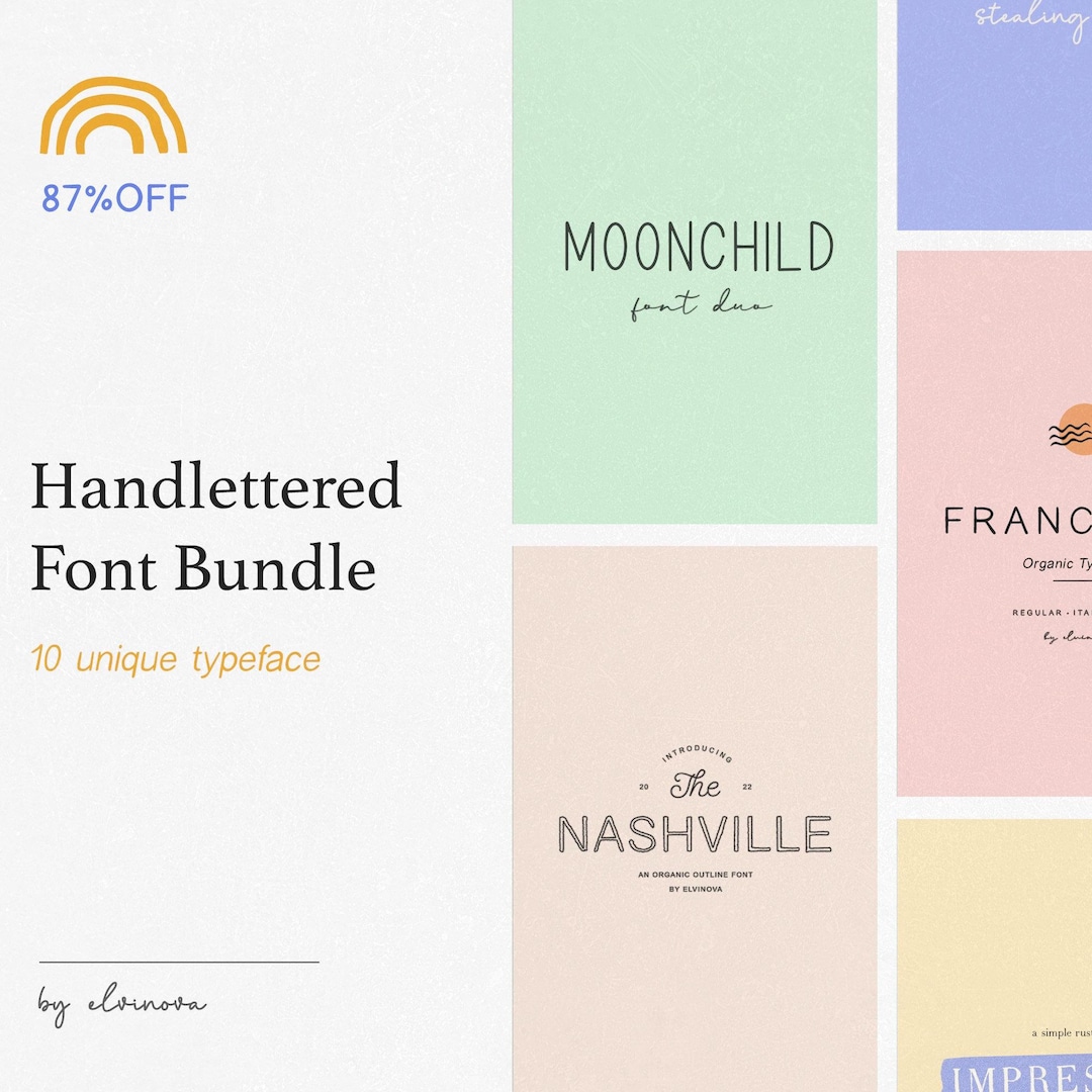 Handdrawn Font Bundle, Hand Touch Logo Fonts, Canva Font Collection ...