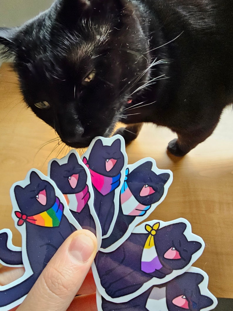 Black Cat Pride Flag Bandana Sticker - Etsy