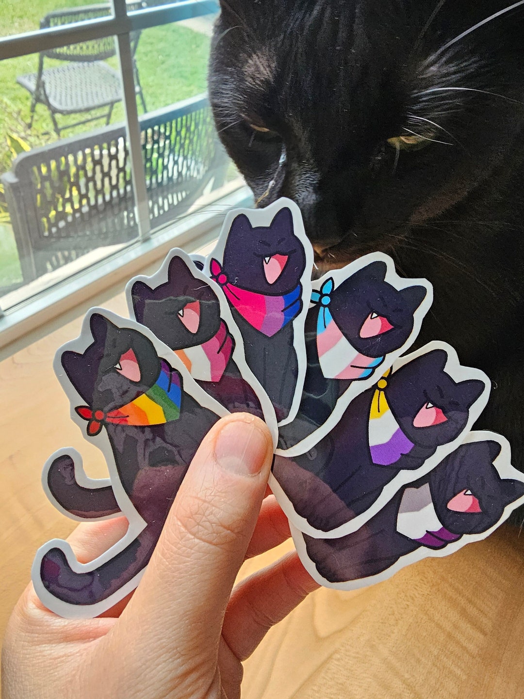 Black Cat Pride Flag Bandana Sticker - Etsy