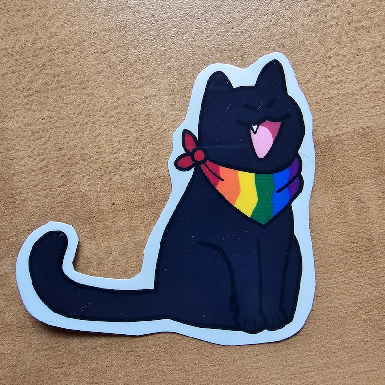 Black Cat Pride Flag Bandana Sticker - Etsy