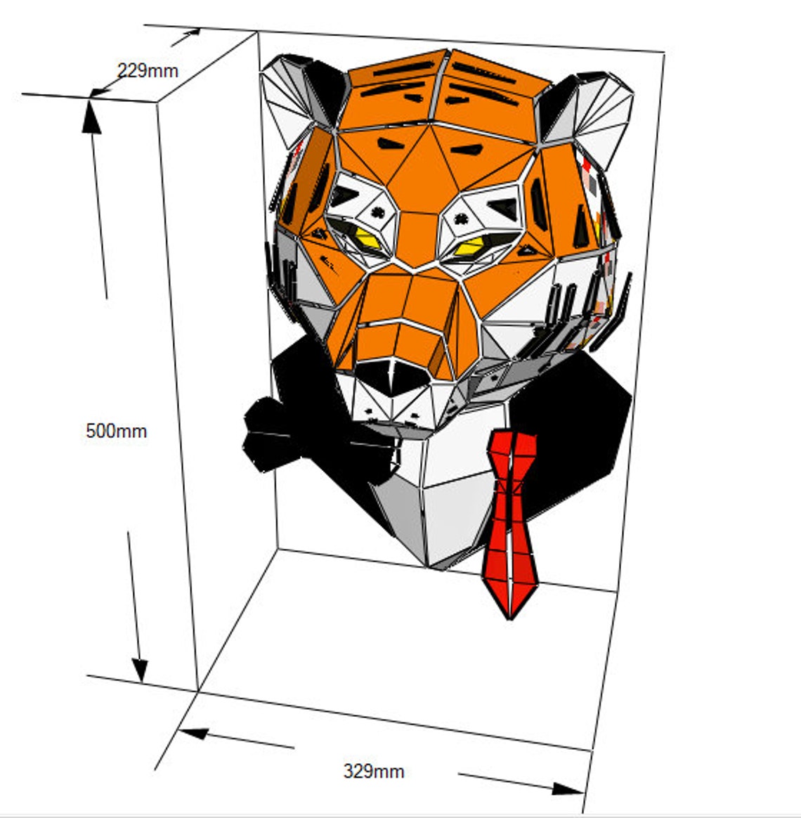 Papercraft Tiger, 3D Paper Model, PDF Tiger in Suit Template, Low Poly ...