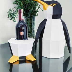 Papercraft Penguin, Gift Box for Wine, PDF Template,diy, Pepakura ...