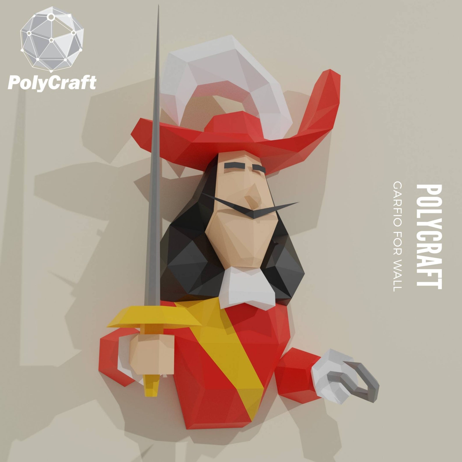 Papercraft Capitan Garfio for Wall Paper Model, PDF Pirates Template ...