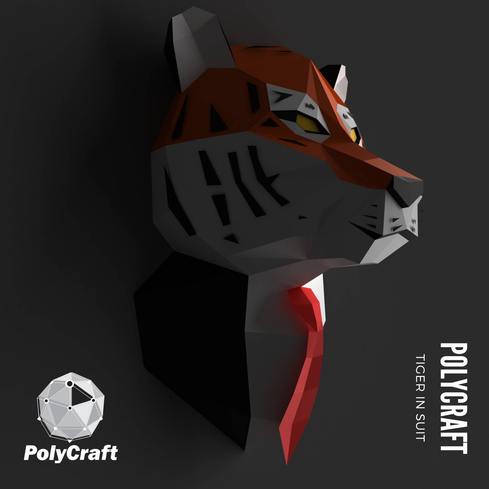 Papercraft Tiger, 3D Paper Model, PDF Tiger in Suit Template, Low Poly ...