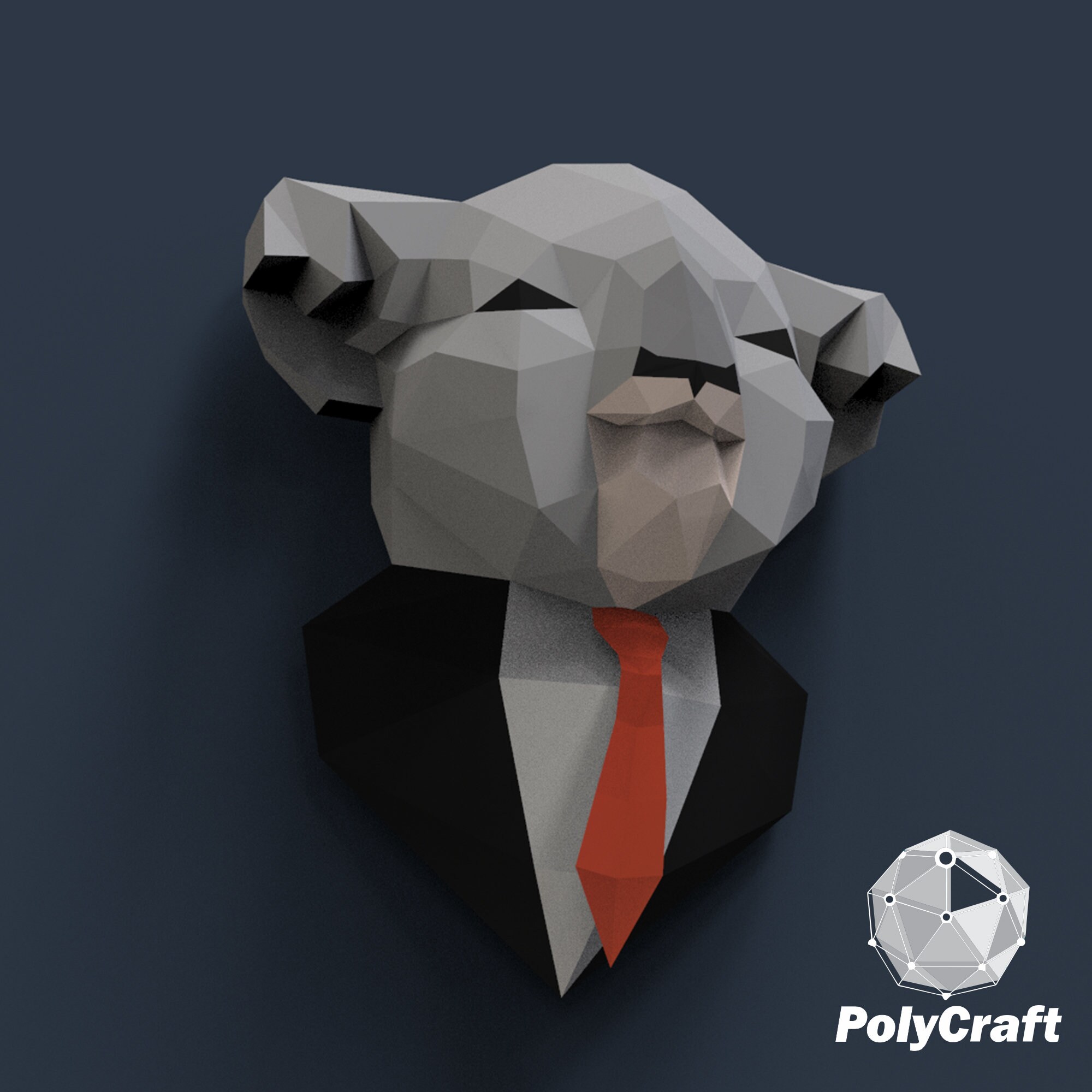 Papercraft Koala 3D Paper Model PDF Koala in Suit Template - Etsy