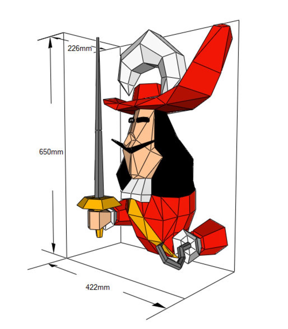 Papercraft Capitan Garfio for Wall Paper Model, PDF Pirates Template ...