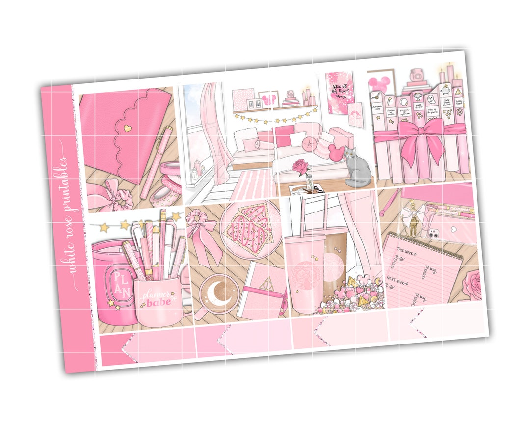 Pretty in Pink FOIL READY PRINTABLE Weekly Planner Sticker Kit Erin ...