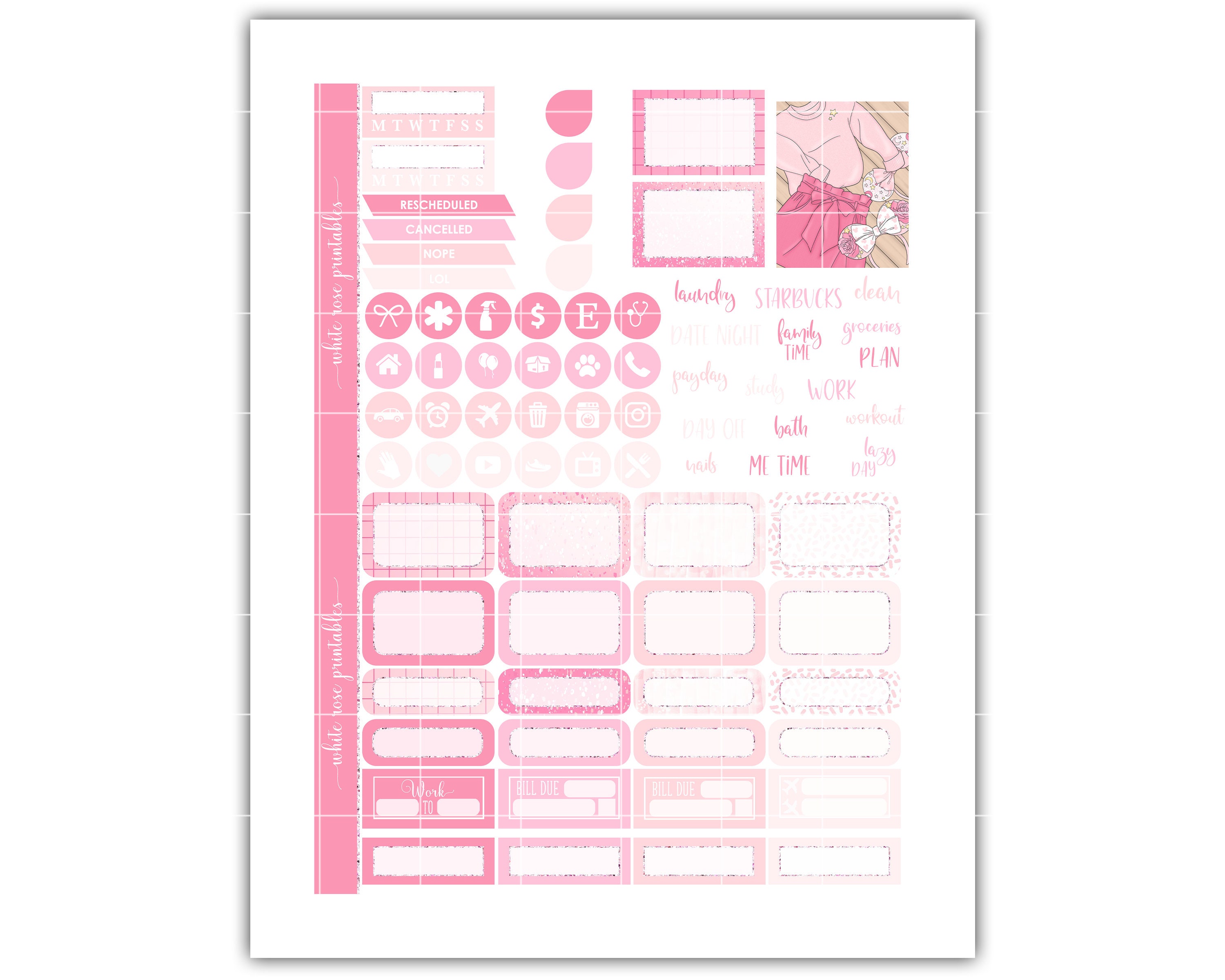 Pretty in Pink FOIL READY PRINTABLE Weekly Planner Sticker - Etsy