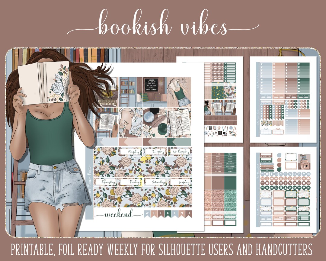 Bookish Vibes FOIL READY PRINTABLE Weekly Planner Sticker Kit Erin ...