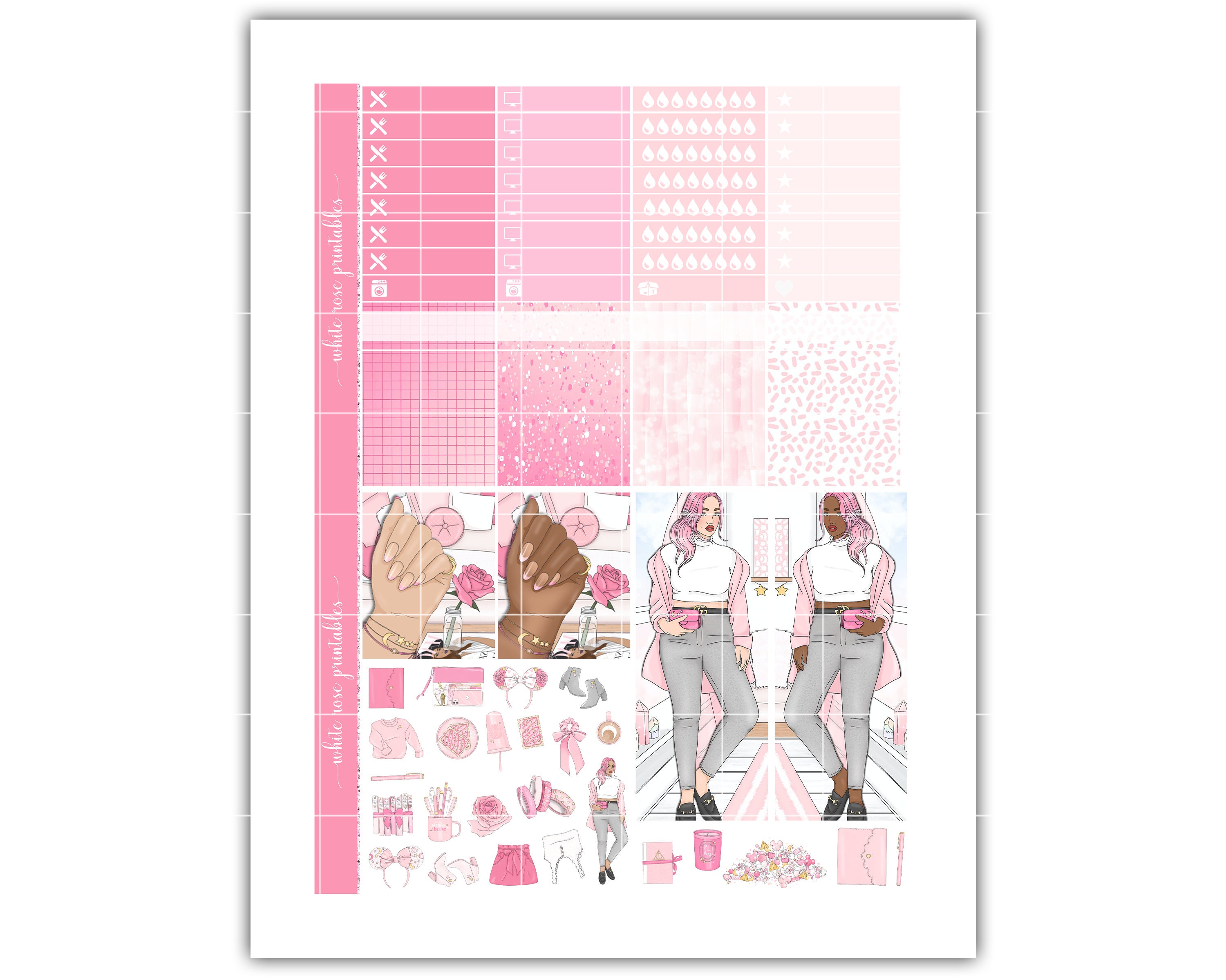 Pretty in Pink FOIL READY PRINTABLE Weekly Planner Sticker - Etsy