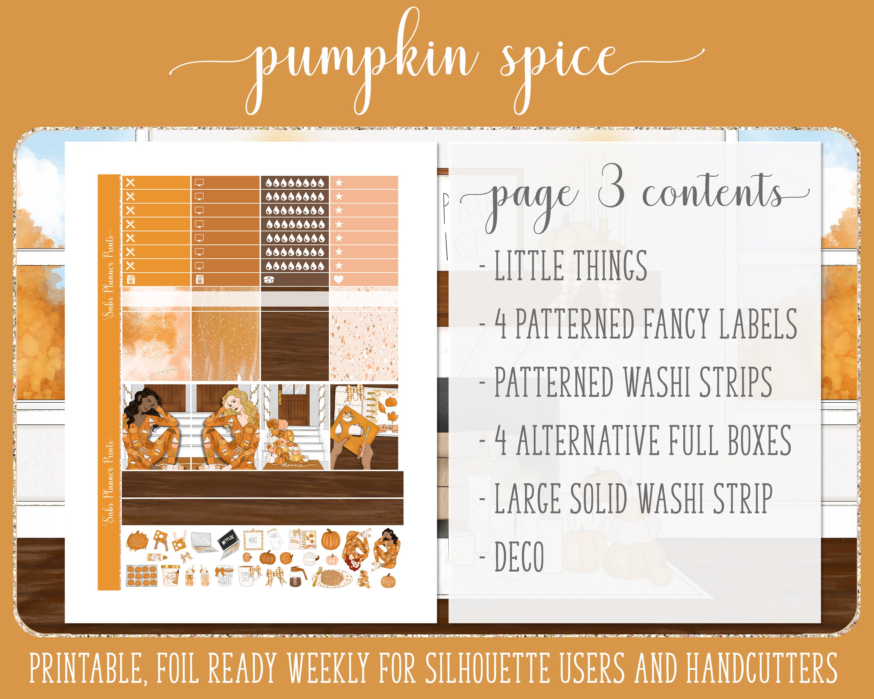 Pumpkin Spice FOIL READY PRINTABLE Weekly Planner Sticker - Etsy