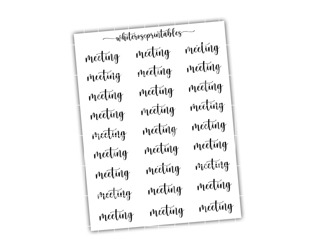 Meeting Scripts PRINTABLE FOIL READY Stickers Handcutters & Silhouette ...