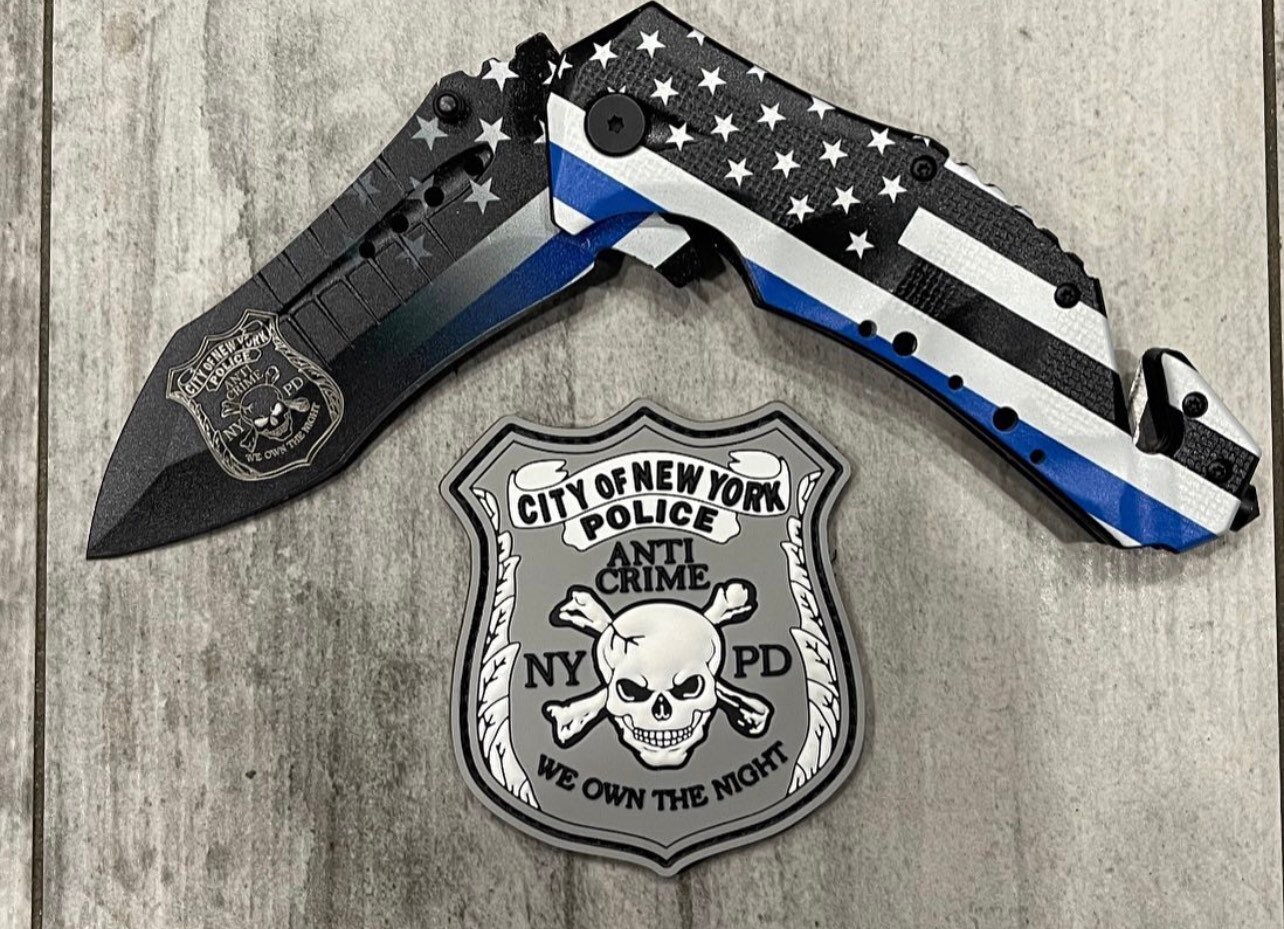 Police Tactical Knife Blue Line - Etsy