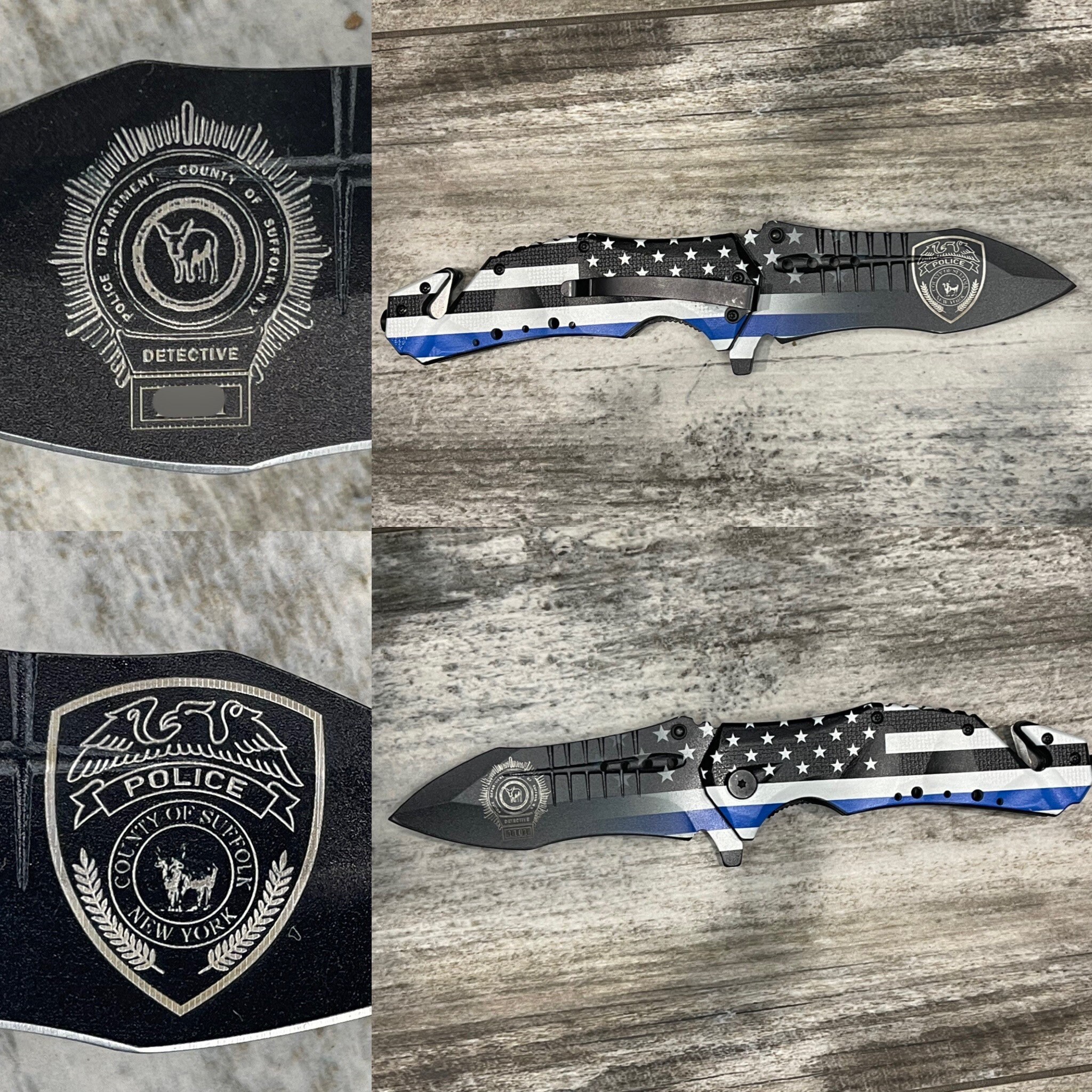 Police Tactical Knife Blue Line - Etsy