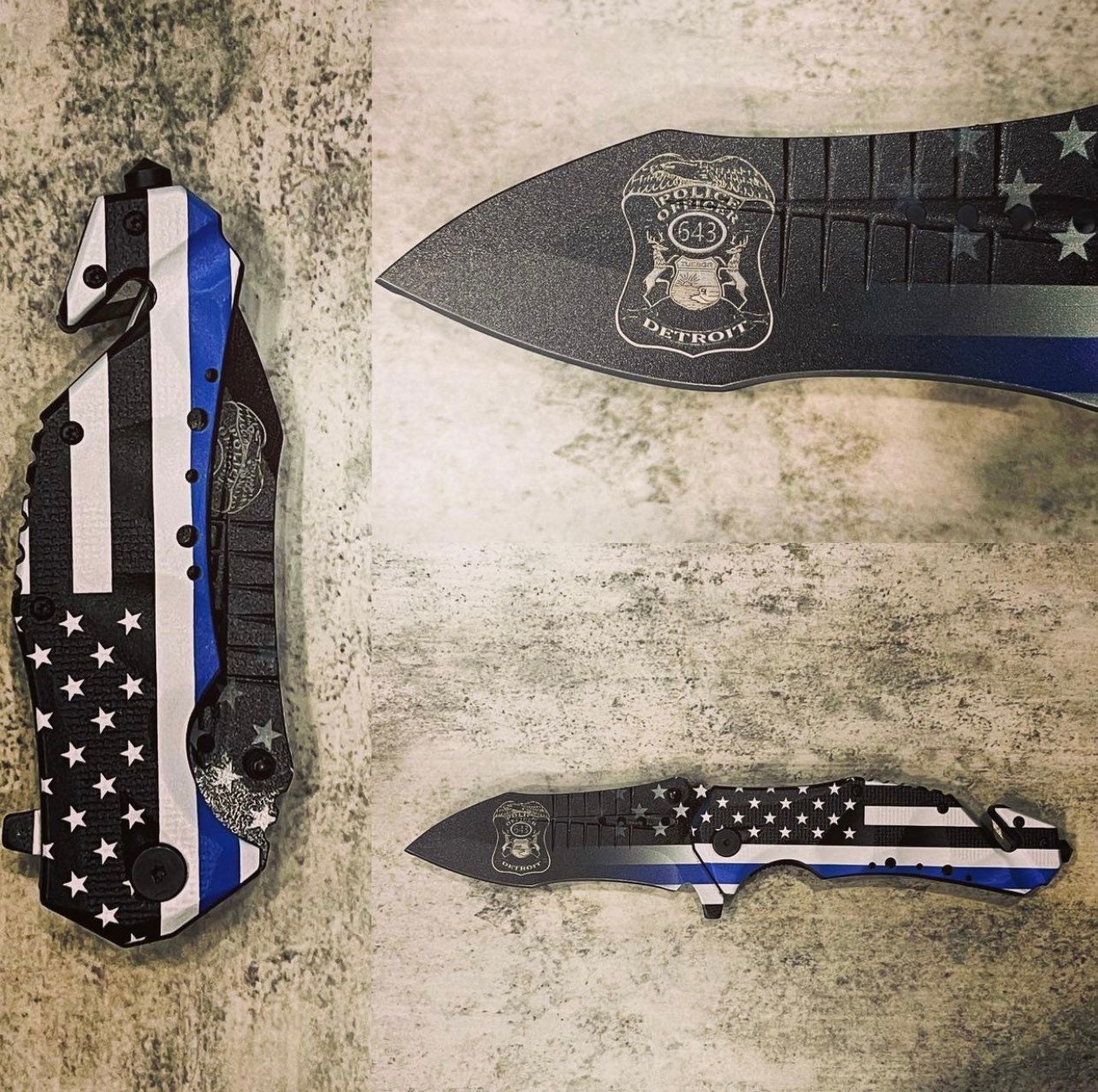 Police Tactical Knife Blue Line - Etsy