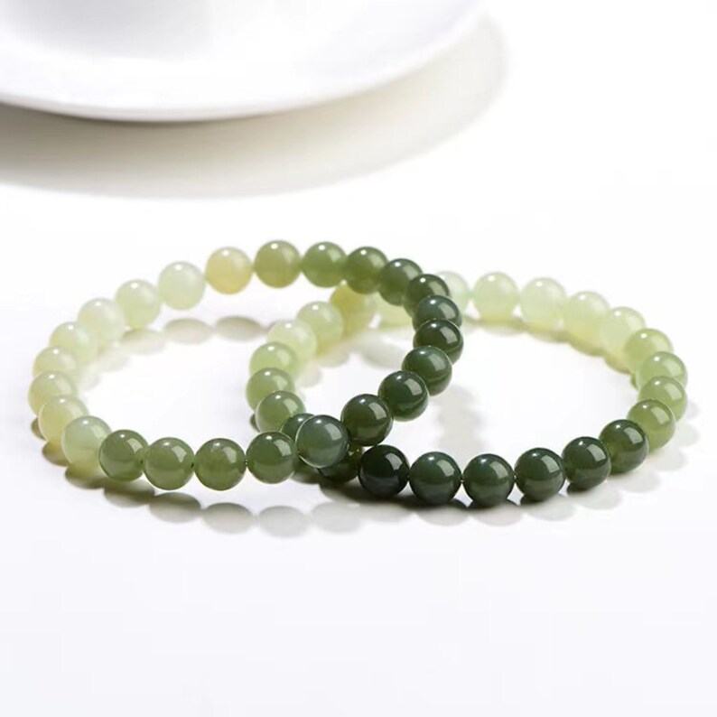 Natural Nephrite Jade Beads Bracelet,nephrite Beaded Bracelet,jewelry ...