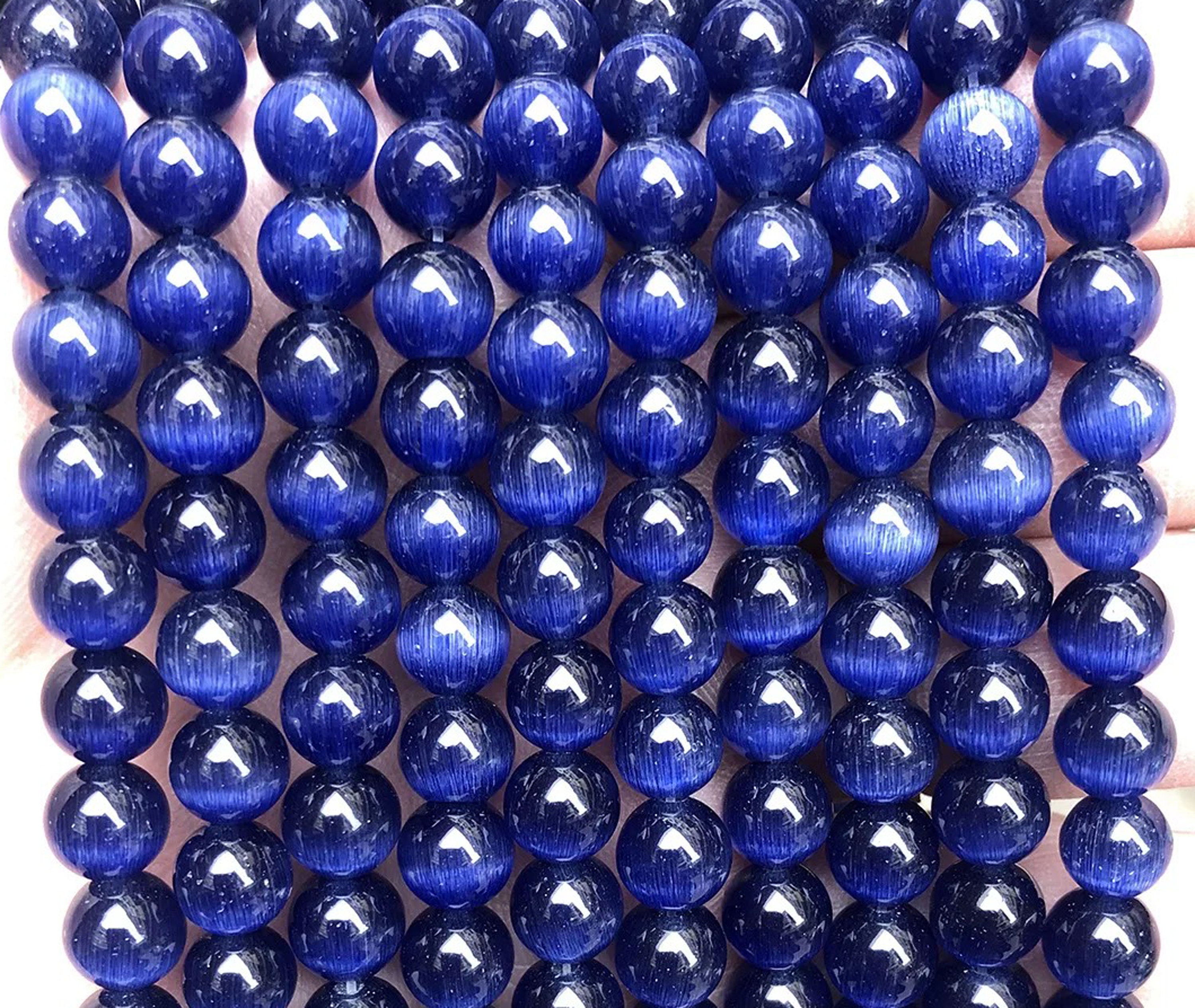 4mm-14mm Natural Blue Cat Eye Stone Smooth Round Beads,cat's Eye Stone ...