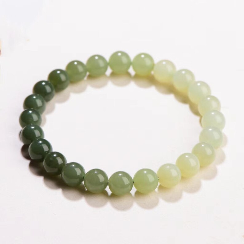 Natural Nephrite Jade Beads Bracelet,nephrite Beaded Bracelet,jewelry ...
