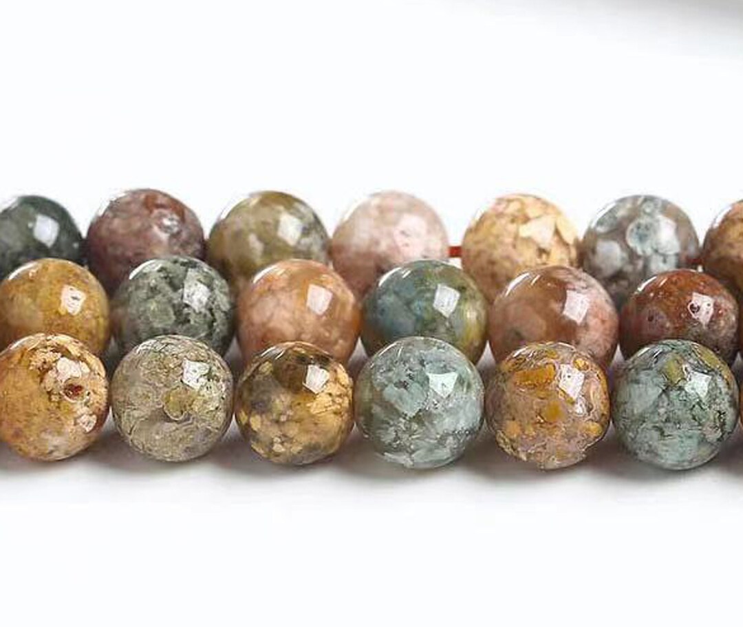 4mm-12mm Natural Ocean Jasper Smooth Round Beads, Ocean Jasper Beads ...