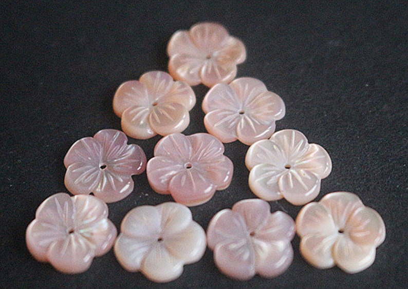 100 Pcs Natural MOP Shell Flower Beads Pink Shell 6mm 8mm - Etsy