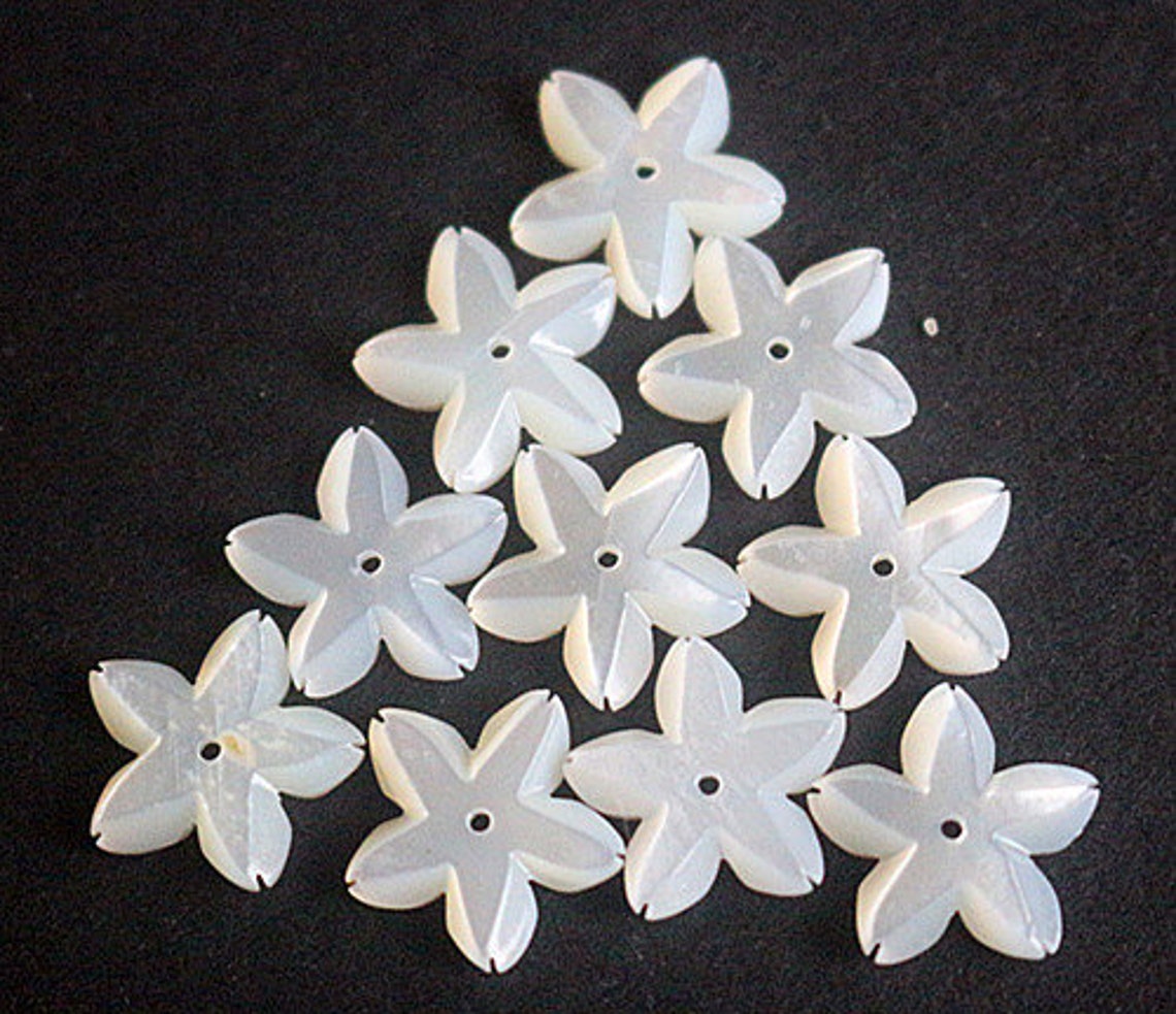 100pcs Natural MOP Shell Flower Beadswhite Shell Flower - Etsy