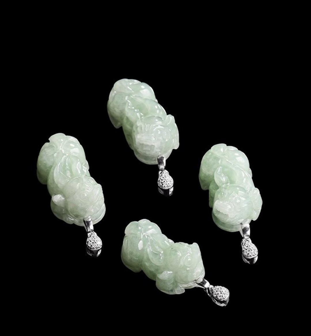 Natural Grade A Jade Small Pixiu Pendant With S925 Silver Setting, Ice ...