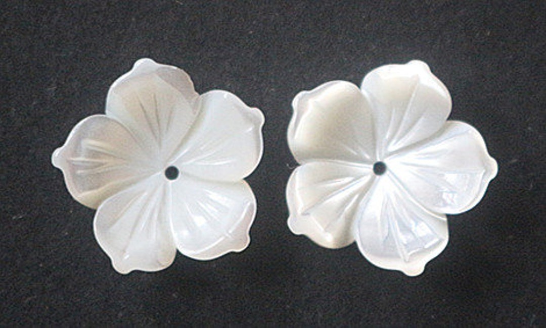 100pcs of Natural MOP Shell Flower Beads, White Shell, 6mm, 8mm, 10mm ...