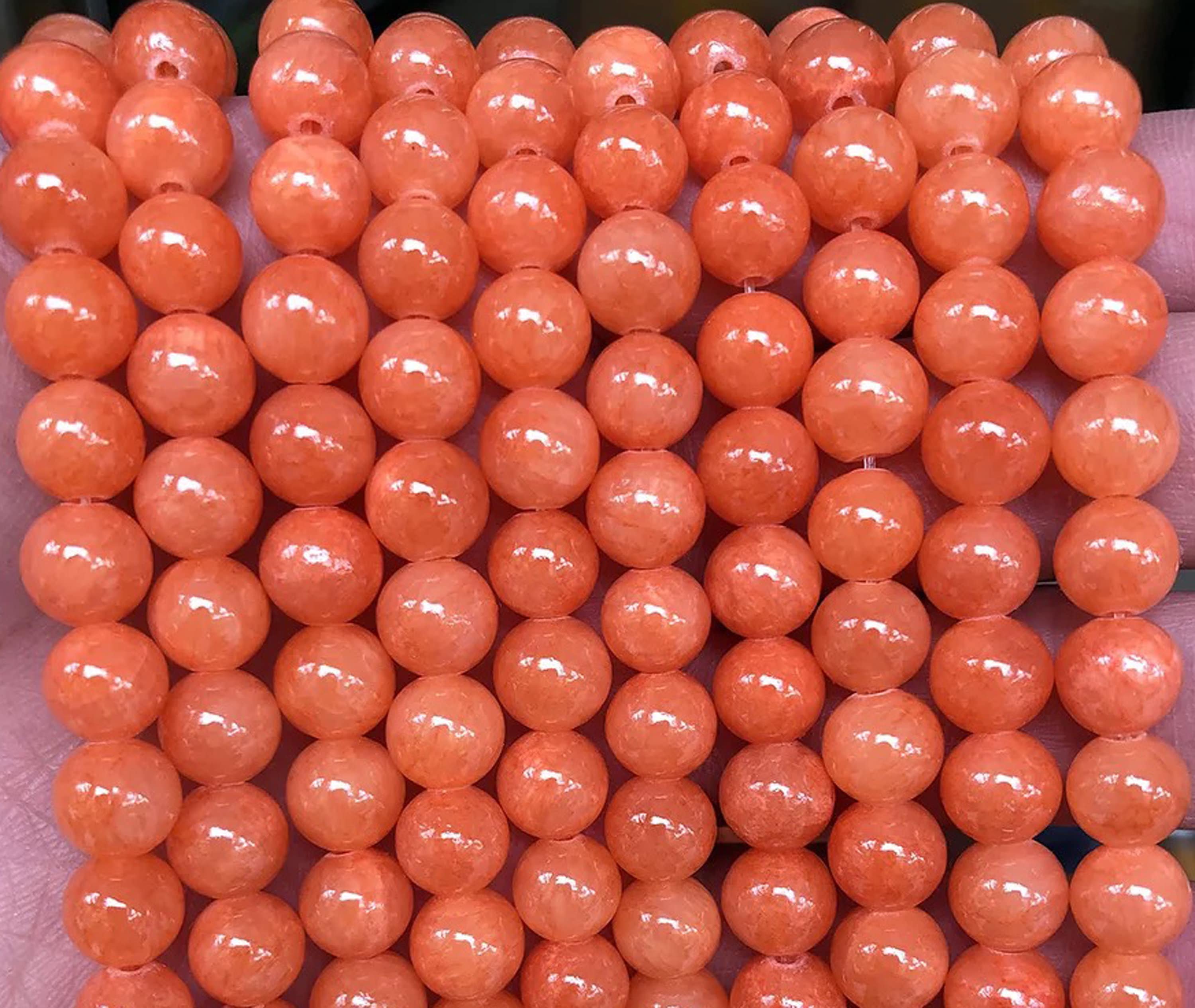 4mm-12mm Orange Jade BeadsSmooth Round Jade BeadsMountain | Etsy