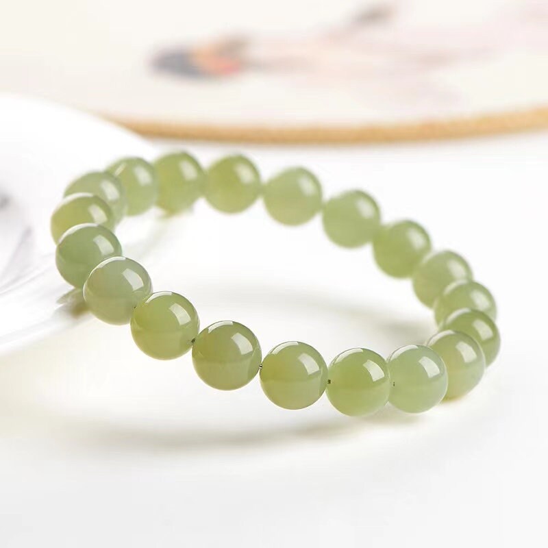 Natural Nephrite Jade Beads Braceletnephrite Beaded - Etsy