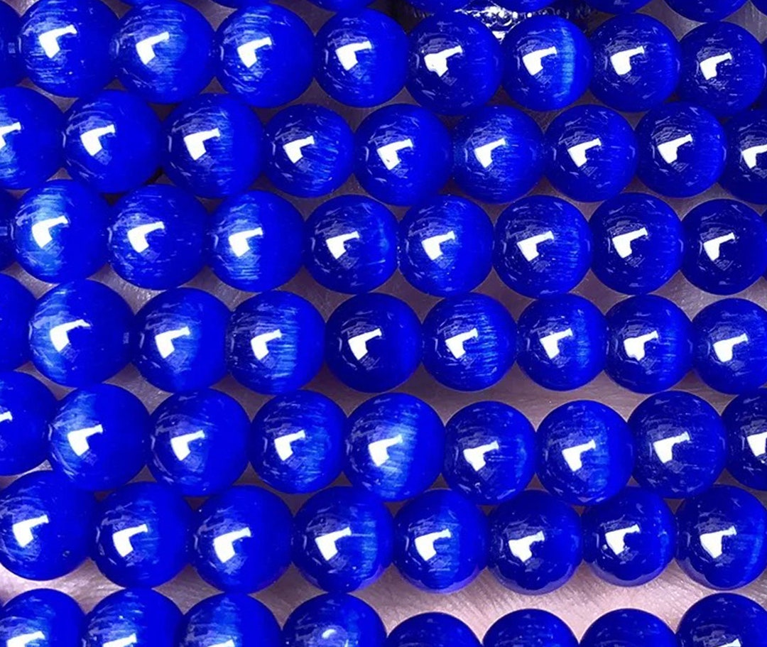 4mm-14mm Natural Blue Cat Eye Stone Smooth Round Beads,cat's Eye Stone ...