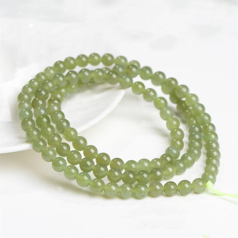 Natural Nephrite Jade Beads Braceletnephrite Beaded - Etsy