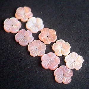 100 Pcs, Natural MOP Shell Flower Beads, Pink Shell, 6mm, 8mm, 10mm ...