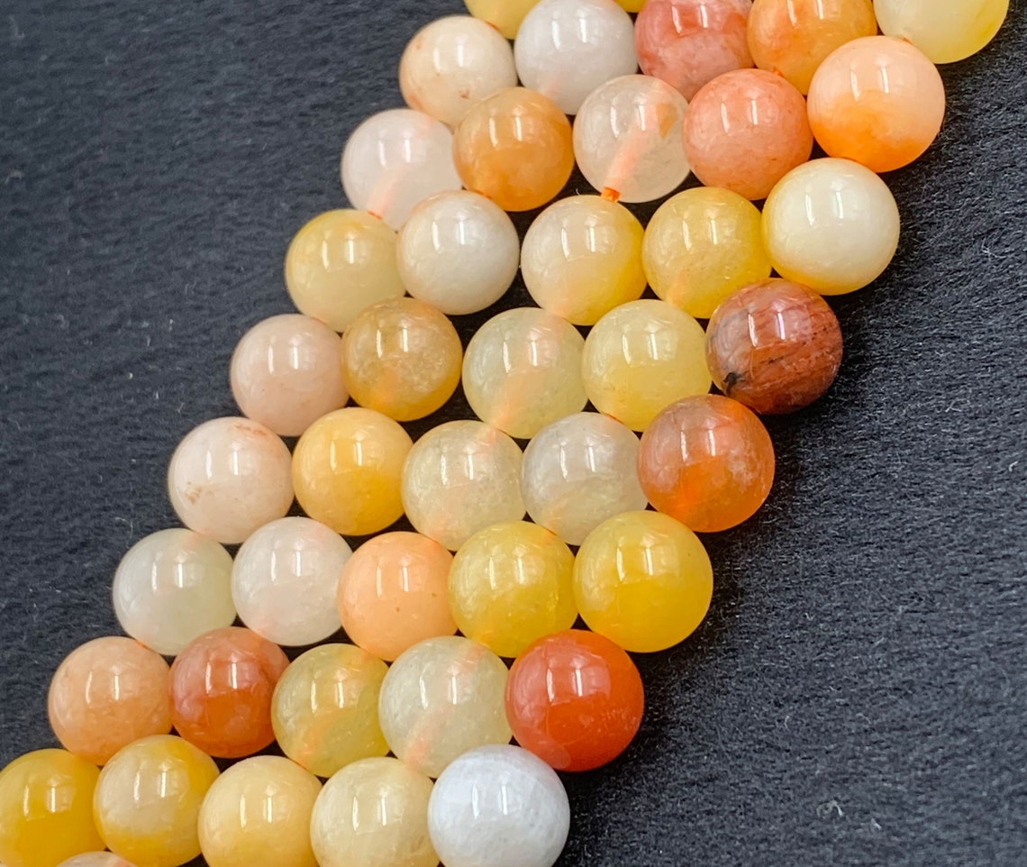 4mm-12mm Golden Silk Jade Smooth Round Beadsgold Jade Beads - Etsy