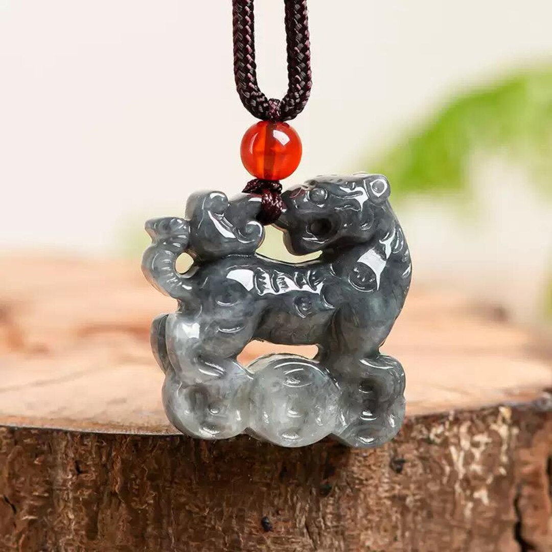 Natural A-grade Jadeite Zodiac Tiger "lucky Tiger Brings Wealth" Dark ...