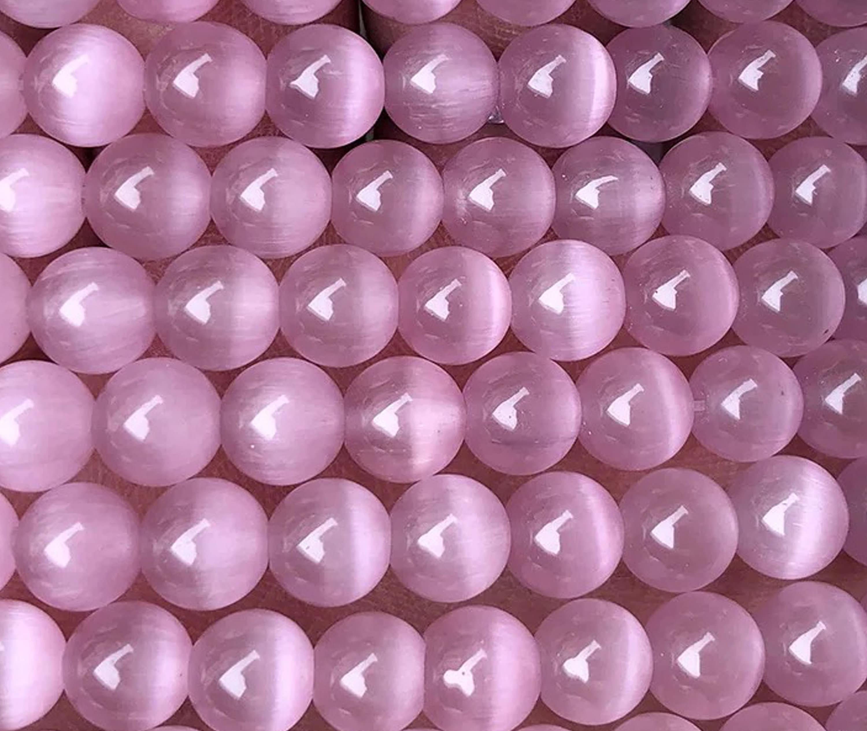 4mm-14mm Natural Pink Cat Eye Stone Smooth Round - Etsy
