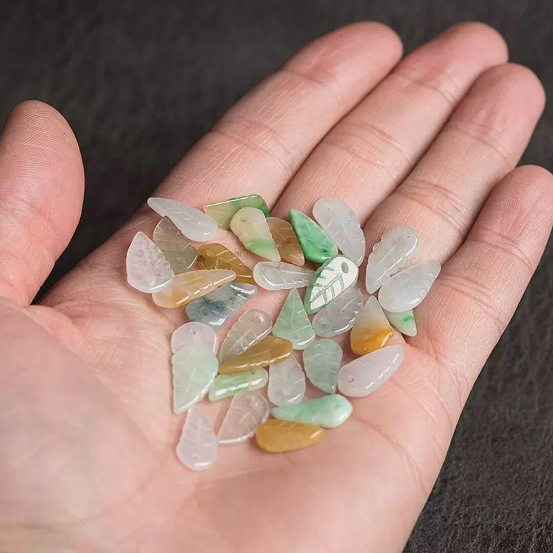 Natural Grade A Jadeite Small Leaf Loose Beads, Handmade DIY Material ...