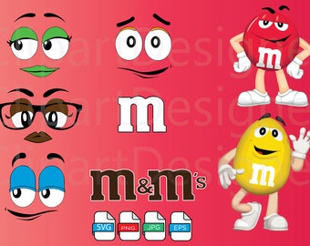 M and m face svg | Etsy