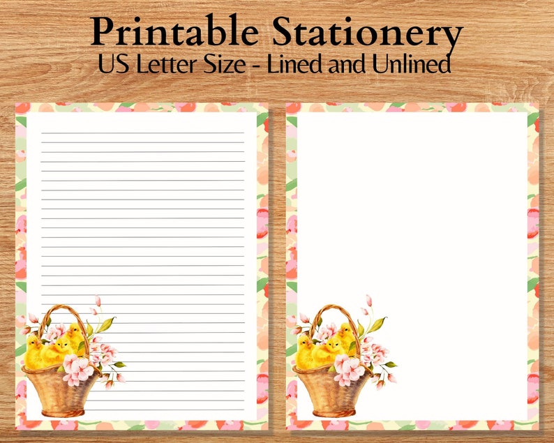 Printable Spring Stationery, Lined Printable Paper, Blank Paper ...
