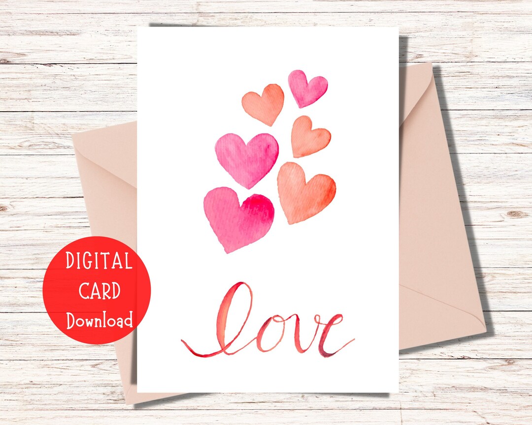 Printable Love Card | Valentines Day Card Digital Download | Pink ...
