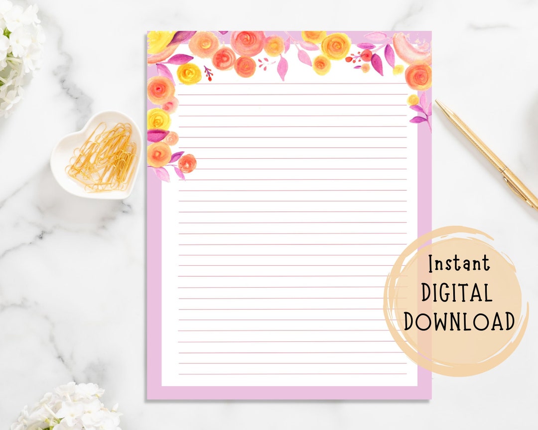 Printable Stationery Paper, Journal Paper, Lined Printable Paper, Blank ...