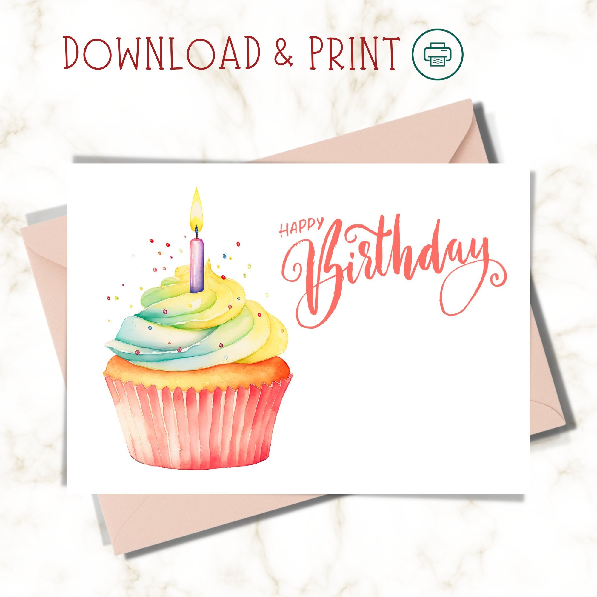 Printable Happy Birthday Card / Printable Birthday Card / Instant ...