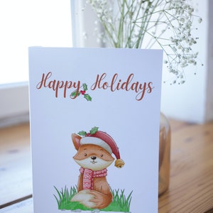 Fox Christmas Card | Watercolor Animal Art (digital Download) - Etsy