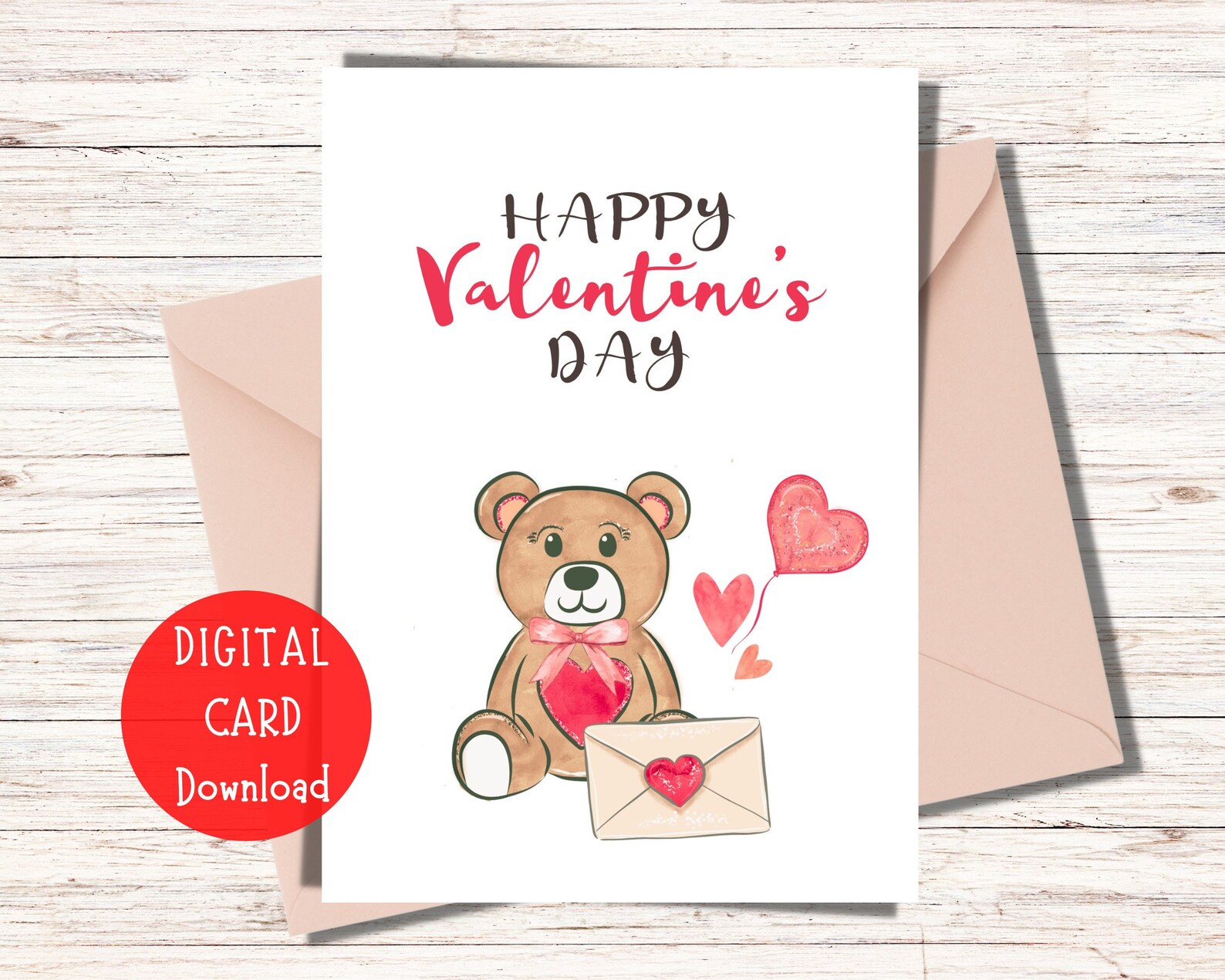 Happy Valentine's Day Printable Card Happy Valentine's Day Digital ...